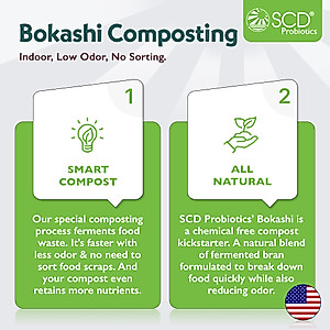 All Seasons Indoor Composter Starter Kit – 5 Gallon Tan Compost Bin For Kitchen Countertop With Lid, Spigot & 1 Gallon (2 lbs.) Bag Of Dry Bokashi Bran – by SCD Probiotics