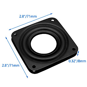 4 Pcs 3 Inch Square Rotating Bearing Plate, 150lbs Capacity Turntable Bearing Swivel Plate for Serving Trays, Kitchen Storage Racks, Makeup Holder - 5/16-Inch, Thick Black