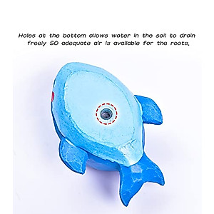 Cute Whale Flower Pot with Drainer Garden Flower Pot Resin Succulent Potted Bonsai Plant Stand Home Desk Mini Ornaments Balcony Landscape Ideas Blue Whale