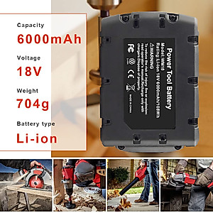 [2Pack] High Output 6.0Ah 18V Battery Replacement for Milwaukee M18,M-18/M-18B/48-11-1812/48-11-1862/48-11-1852/48-11-1828/48-11-1815/48-11-10/48-11-1820/48-11-1840/48-11-1850/48-11-1860