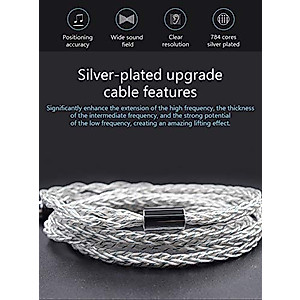 KZ Silver/Blue Hybrid (784 cores) Upgrade Cable, HiFi Earphone Audio Replacement Mixed Wire 3.5mm Compatile with C PIN