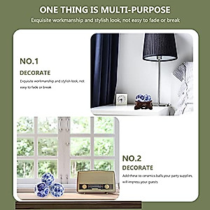 SEWACC Ceramics Balls Set of 3pcs Porcelain Orbs Random Style Chinese Style Decorative Balls Pretty Floating Balls Unique Home Decor for Bowl, Vase, Basket, Dish, Fish Tank ( Blue )