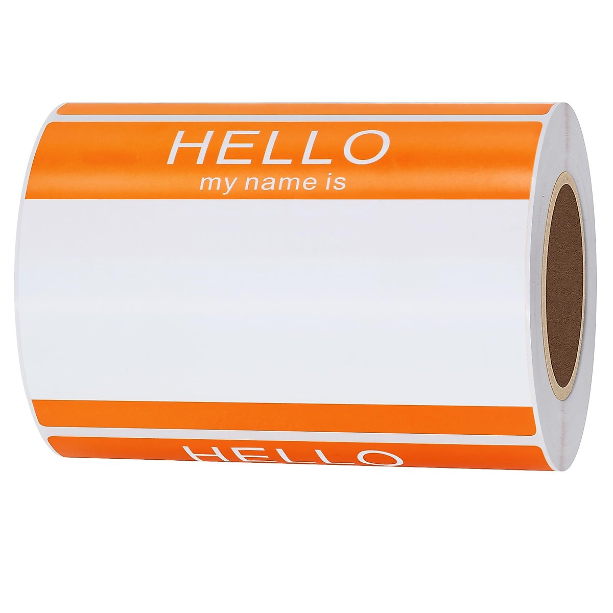 Hycodest Hello My Name is, Sticker Writing Stickers Easy Peel and Stick Badges Sensitive Name Tag 3.5"x2.35", 200 Pcs (Orange)