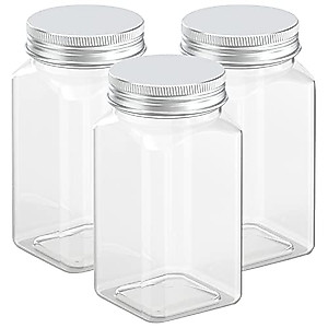 Axe Sickle 12 Ounce Clear Plastic Jars Storage Containers With Lids For Kitchen & Household Storage Airtight Container 3 PCS