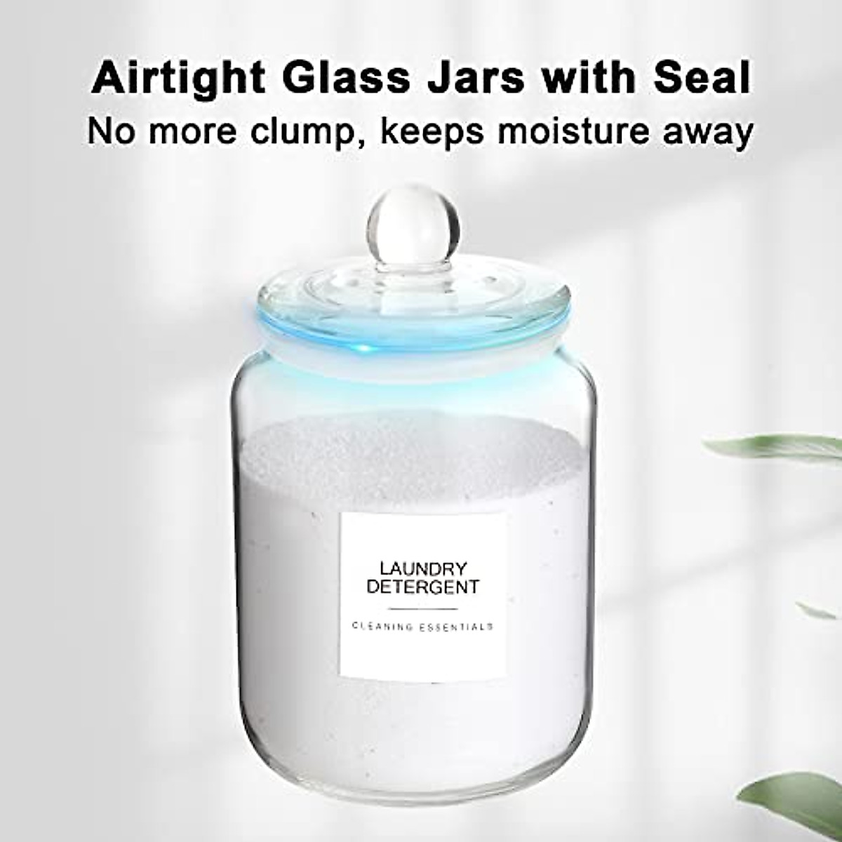 Mustry Glass Jars for Laundry Room Organization Jars Half Gallon Laundry Storage Glass Containers with Labels Organization with Lid for Laundry Detergent Laundry Pods Container, 2 Jars