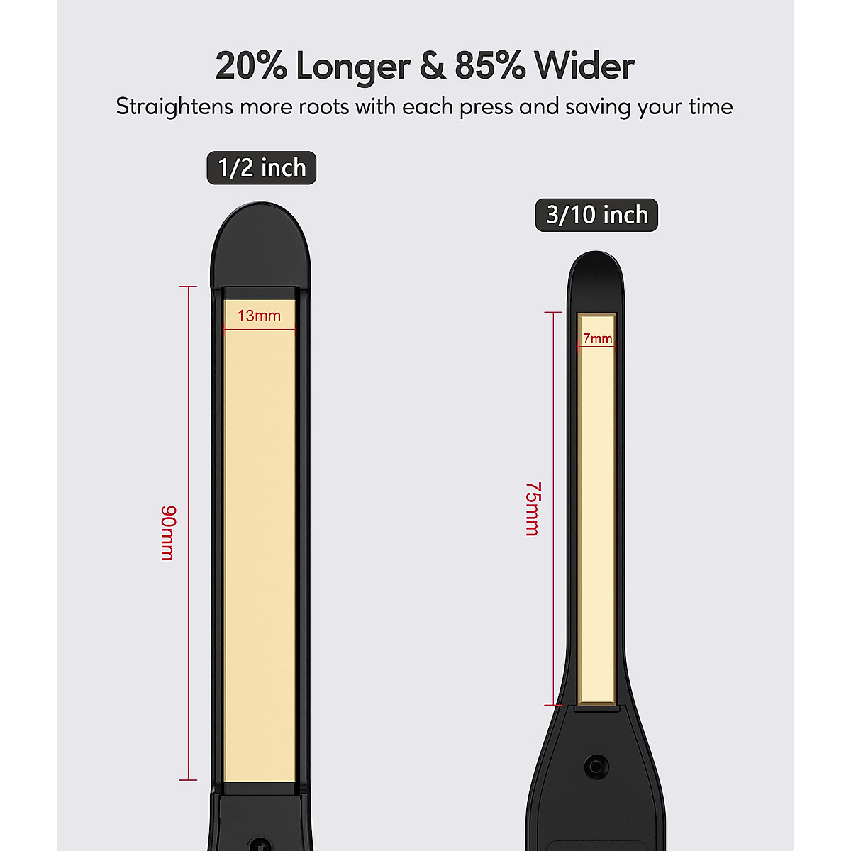 Terviiix 1/2 Inch Flat Iron for Short Hair, Small Hair Straightener and Curler 2-in-1 for Pixie Cuts & Touch-Ups, Rounded Edge Mini Flat Iron for Men and Women, Dual Voltage Travel-Friendly