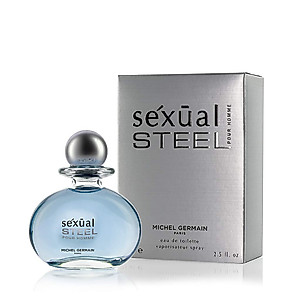 Michel Germain Sexual Steel Pour Homme Eau de Toilette Spray Men's Cologne, Top Notes of Ginger, Bergamot, Rhubarb Leaves, Charismatic & Intense Gift for Him, 2.5 Fl Oz