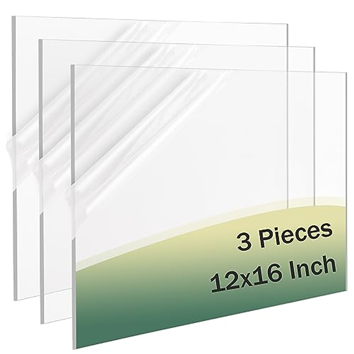 3 Pack Clear Acrylic Sheets Cast Plexiglass 12x16x1/8 Inch-3 mm Clear Plexiglass Plastic Sheet Transparent Acrylic PET Boards Panel Glass Replacement for Craft, Photo Frame, DIY Display Projects, Sign