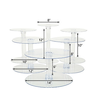 Efavormart Lovely 6 Tier Heavy Duty Acrylic Crystal Glass Clear Cake Dessert Decorating Stand for Birthday Party Wedding