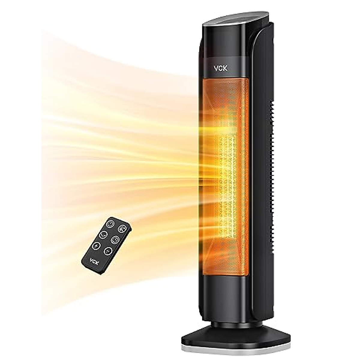 Space Heater,VCK 1500W 24" Portable Electric Heaters for Indoor Use,75° Oscillation,3 Modes,8H Timer, Quite PTC Ceramic Heating with Thermostat,Safety Protection,Remote for Office,Home Bedroom