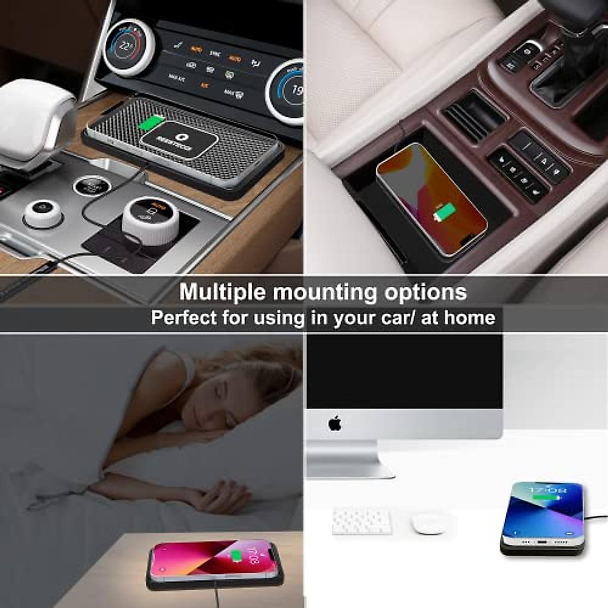 Wireless Car Charger Pad REESTECQI 15W Car Wireless Charger Wireless Charging Pad For Car Non Slip Qi Phone Charger [QC 3.0 Car Charger Included] for iPhone 14 13 12 11 AirPods 3/Pro 2 Samsung S22/S21