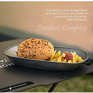 Boundless Voyage Reusable Titanium Pan Dinner Plate Ultralight Dish with Carry Bag Outdoor Camping Portable Tableware Pasta Salad Plate Dishwasher Safe (1 Pack) Ti1114T