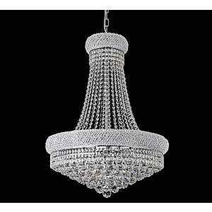 BEIRIO 13-Lights Chrome Finish Classic Empire Style K9 Crystal Chandelier Ceiling Light for Living Room Foyer Dining Room Hallway Bedroom (24×31.5 inch) New Packaging Easy to Install