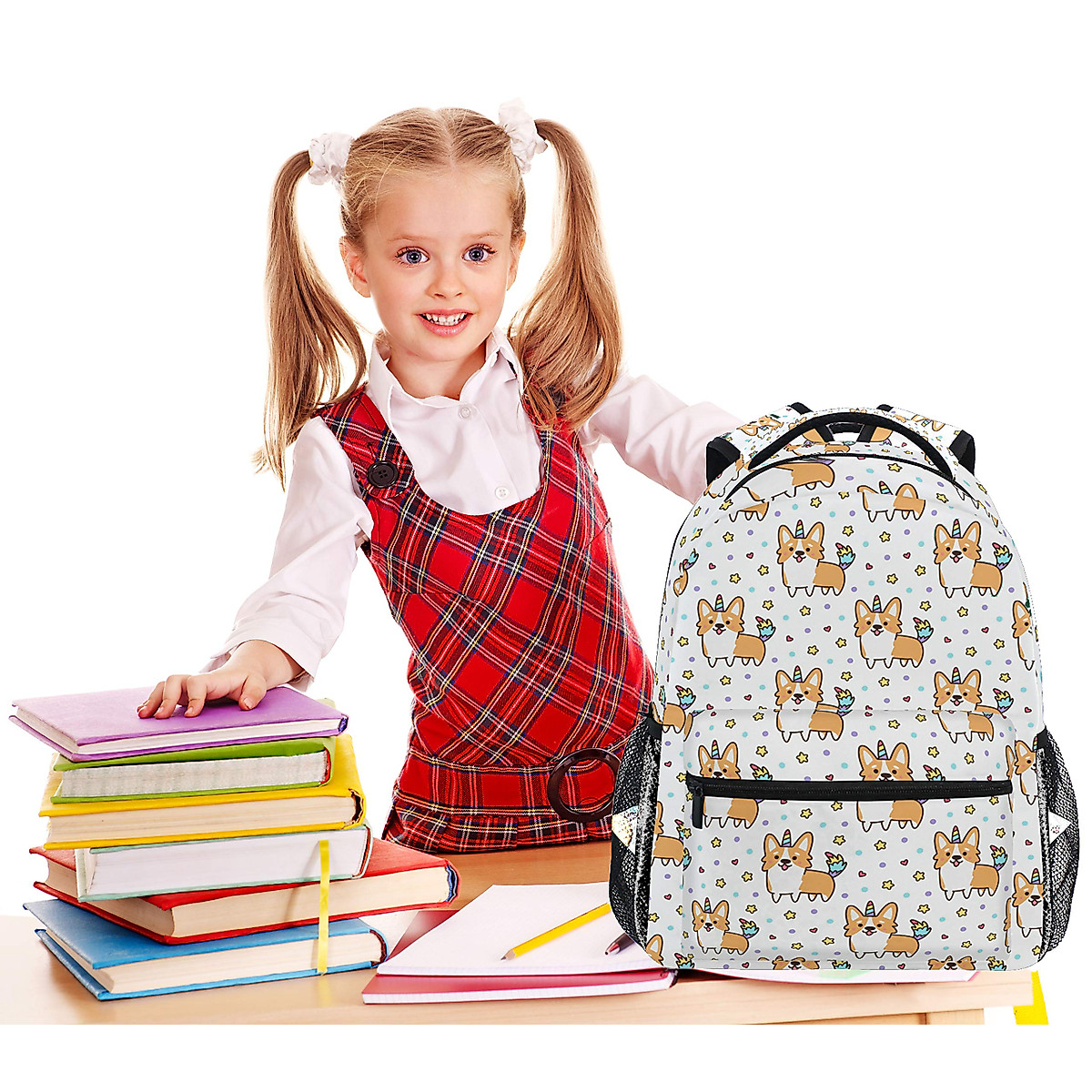 Wamika Welsh Corgi Dog Unicorn Backpacks for Kids Women Men, Dogs Design Computer Laptop Backpack, Casual Book Bag Travel Camping Daypack