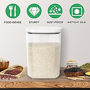 TBMax Large Flour Storage Container, 23 Lbs -25 Lbs Rice Container with Pop Up Lid & Measuring Scoop for Flour, Cereal, Dry Food Storage and Kitchen Pantry Organization