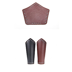 Thajaling 2 Pieces Faux Leather Arm Guards, Viking Gauntlet Wristband, Medieval Archery Bracers, Vintage Cowhide Cuff Wristband, Personalized Bracers for Men (Brown)