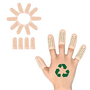 JWHOO Gel Finger Cots (Breathable, Latex Free), Finger Protectors with Hole(14PCS), Silicone Finger Gloves, Finger Covers for Hand Eczema, Trigger Finger, Finger Cracking, Finger Arthritis, Reusable.