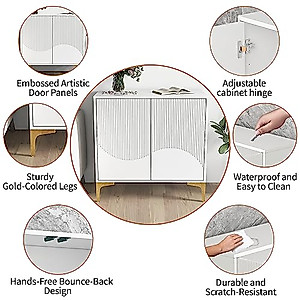 scolyk White Buffet Cabinet with Storage： White Coffee Bar Cabinet with Storage， Kitchen Sideboard Cabinet, 2 Door Cabinet Buffets & Sideboards， White Kitchen Cabinets