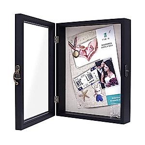 UMICAL 11x14 Shadow Box Display Case Black Shadow Box Frame with Linen Back and HD Plexiglass Window Door Wood Memory Box for Keepsakes