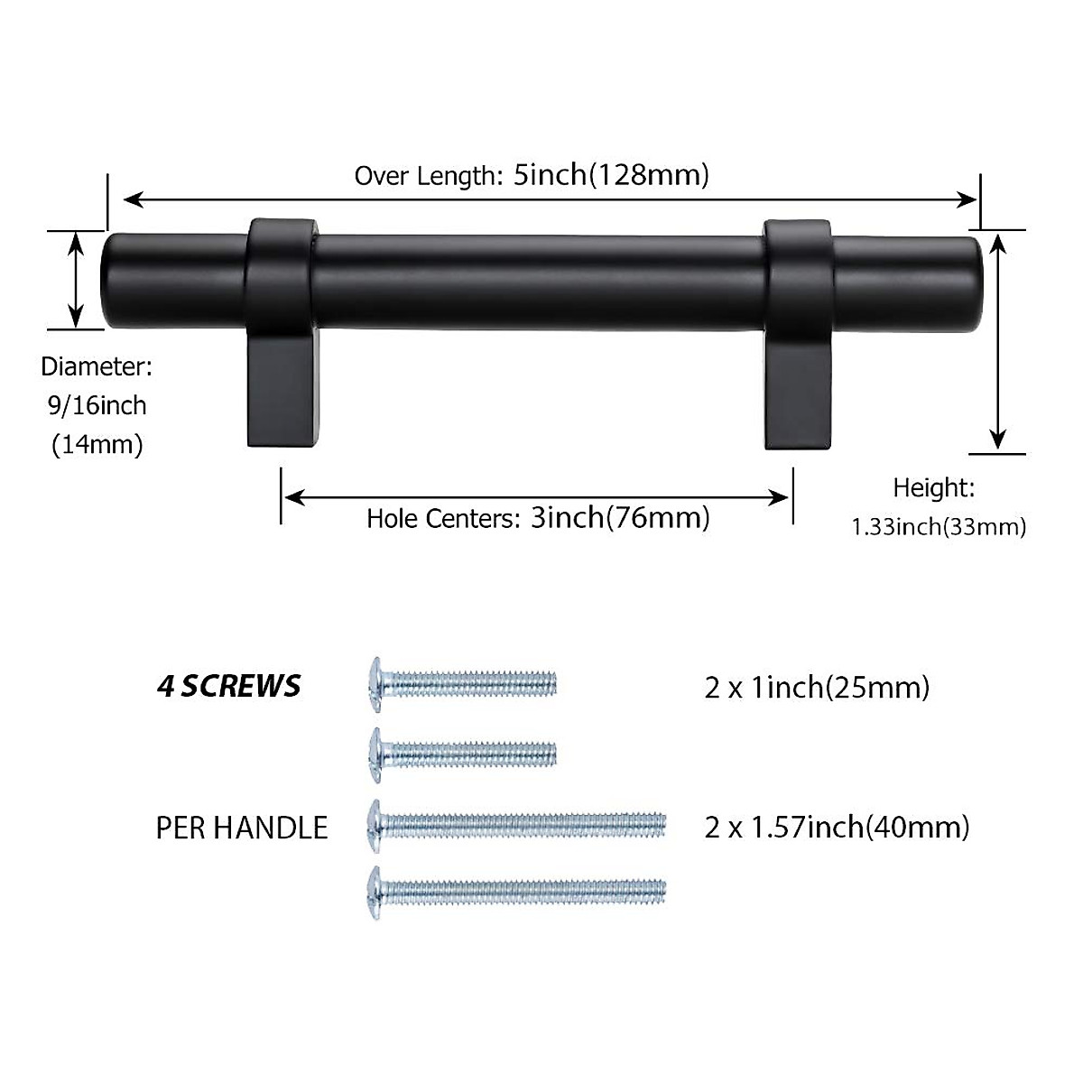 Peaha Kitchen Cabinet Handles Black Cabinet Pulls 5 Pack Matte Black Cabinet pulls 3 Inch Cabinet Hardware Kitchen Cabinet pulls for Cabinets Black Drawer Pulls