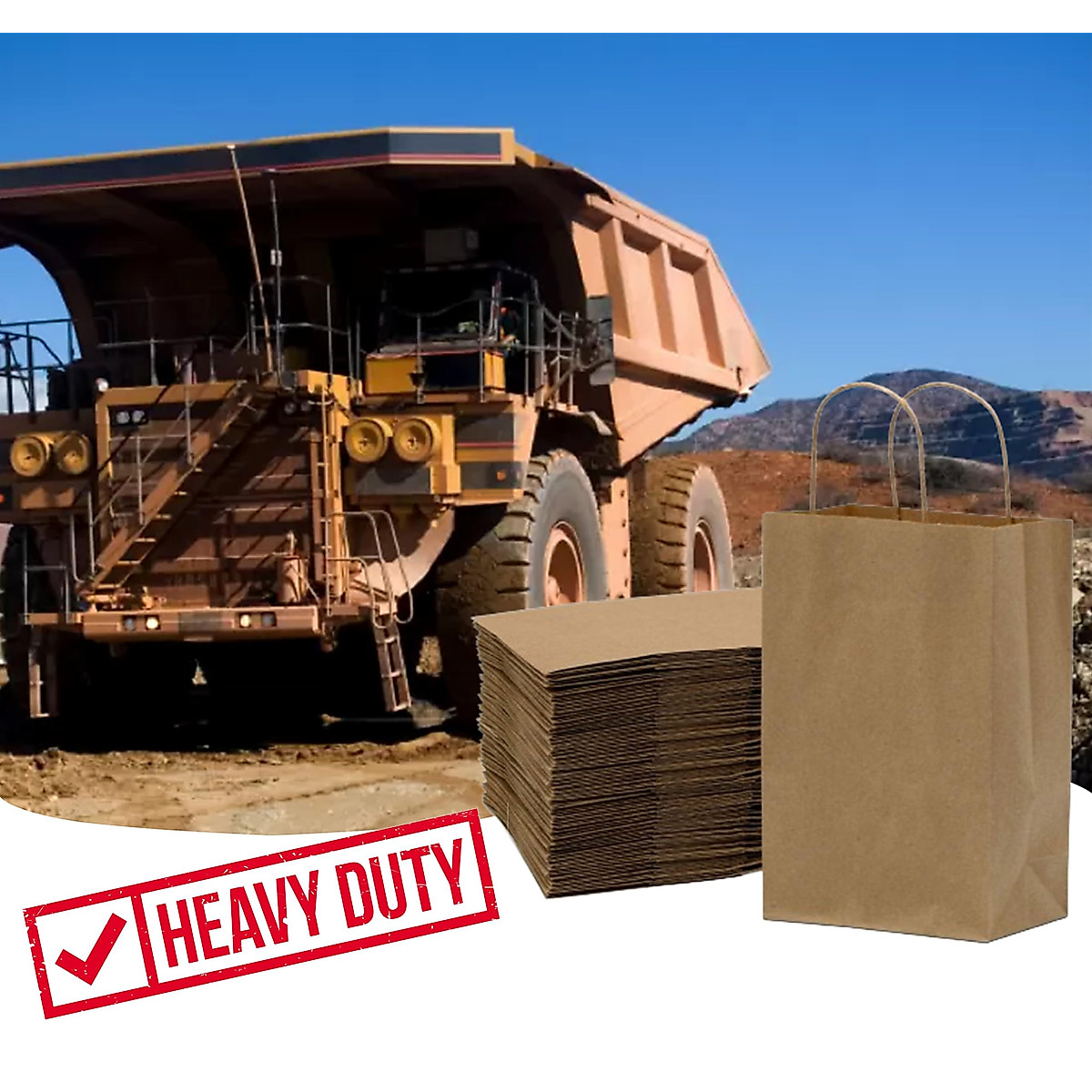 Premium 10x5x13 Paper Bags with Handles - Pack of 100, Kraft Paper Bags Ideal for Shopping, Wedding, Business, Retail, Craft, Gifts & More - Durable, 100% Recyclable Brown Quality Bags