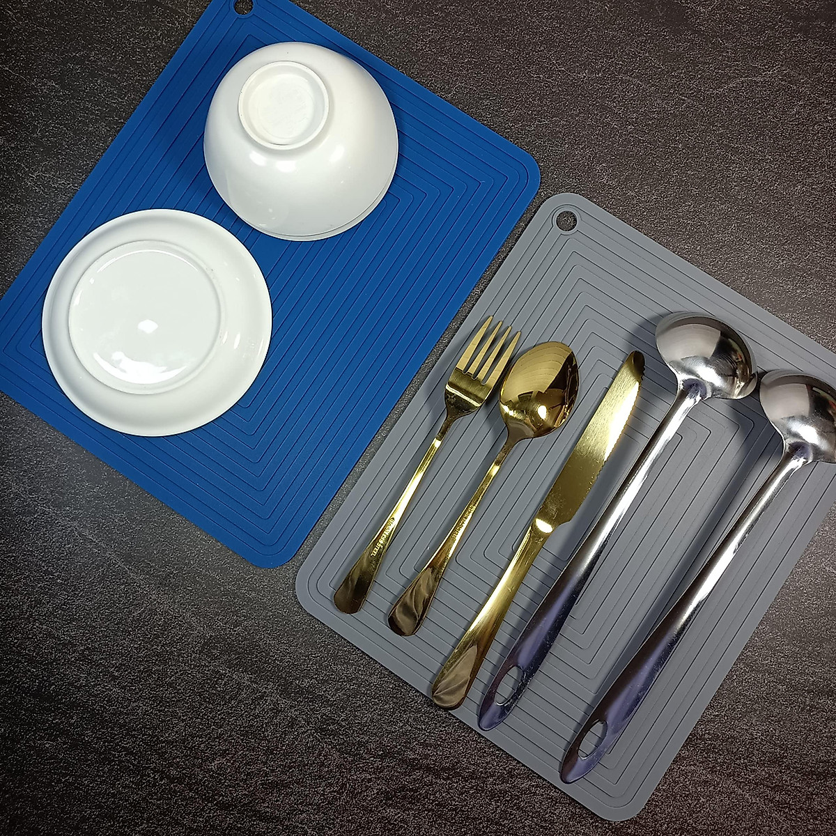 SUNMVEHOT Silicone Trivets Kitchen Gadgets Set, Silicone Trivets for Hot Dishes, Trivets for Hot Pots and Pans, Grey Silicone Hot Pads for Kitchen, Multi-Purpose Hot Pads Heat Resistant 2 Pack