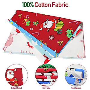 Christmas Fabric Bundles, 20 Pcs Different Pattern Christmas Quilting Fabric, Fabric Squares with Snowman and Santa Christmas Cotton Fabric Sewing Crafting DIY Supplies(9.8 x 9.8 Inch/25 x 25 cm)