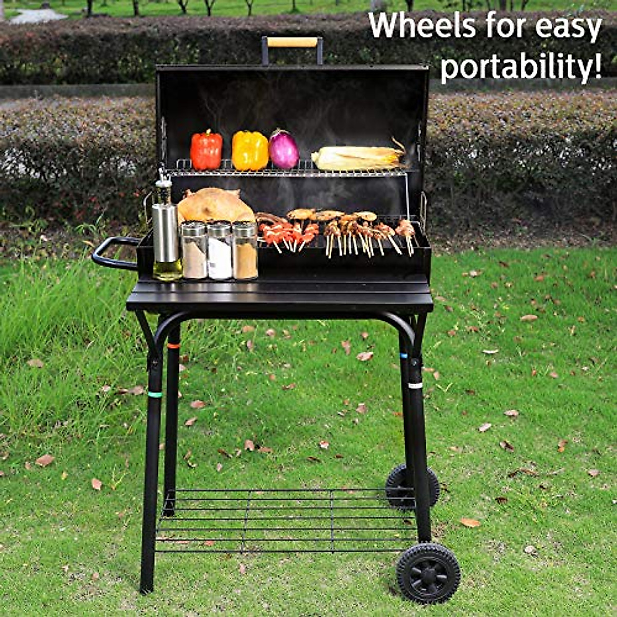 Charcoal Grill, Portable Barbecue Grill Tools for Outdoor Grilling Cooking Camping Hiking Picnics Tailgating Backpacking Party 31.1''x17.9''x 9''