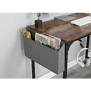 40 Inch Home Office Writing Small Desk Study Computer Desk Simple Style Pc Table Black Metal Frame Brown (40Inch, Brown)