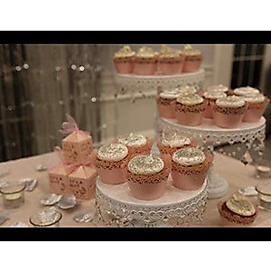 Cupcake Wrappers Pack of 50 Pink Filigree Artistic Bake Cake Paper Cups Little Vine Lace Laser Cut Liner Baking Cup Muffin Case Trays for Wedding Party Birthday Decoration -By KPOSIYA