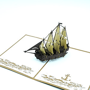 GIA KHANH Sailboat Pop Up Card - 3D Card for Anniversary, Birthday, Father's Day, Graduation, Friendship - Perfect for Man, Boy, Boyfriend, Husband - All Occasions (Lucky Boat)