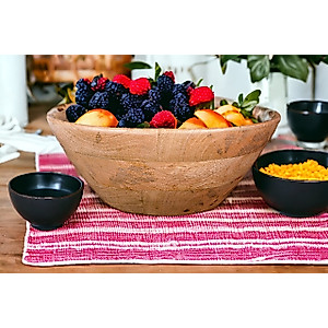 Alpha Living Home Wooden Bowl, Serving Bowl - Crafts Serve for Fruit's, Salads, Popcorn, Salad Spinner, Pasta, Soup, and Fruit - Bowls Looks Absolute Beautiful With Your Kitchen - 12 Inch Bowl