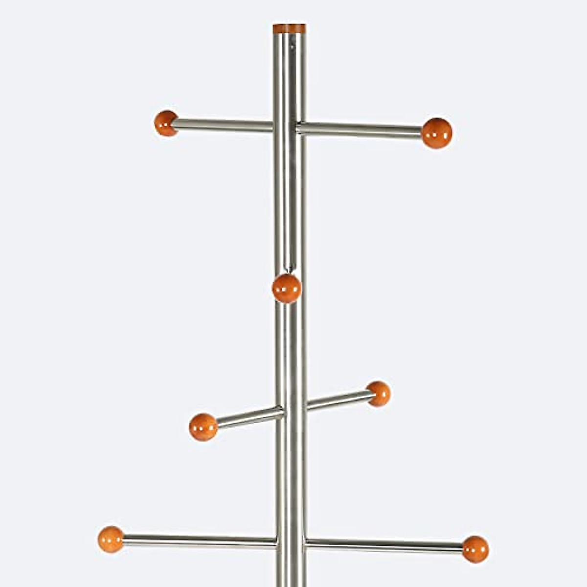 M&T Displays Free Standing 74 Inch Height Coat, Clothes, Hat Hanger Stand with Marble Base, Heavy Duty, Portable, Clothing Organizer Rack, Indoor Bedroom, Entryway, Hall Silver (Maze Cherry)