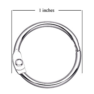 Antner 100 Pieces Loose Leaf Binder Rings, 1" Diameter, Nickel Plated Metal Office Book Rings Key Rings