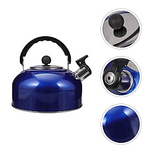 Housoutil Blue mirror Stove Top Tea kettle, Stovetop Whistling Tea Pot,Food Grade Stove Tea Pot with Heat Resistance Handle, Anti-Rust and Loud Whistling, Stainless Steel Tea kettle for Stovetop