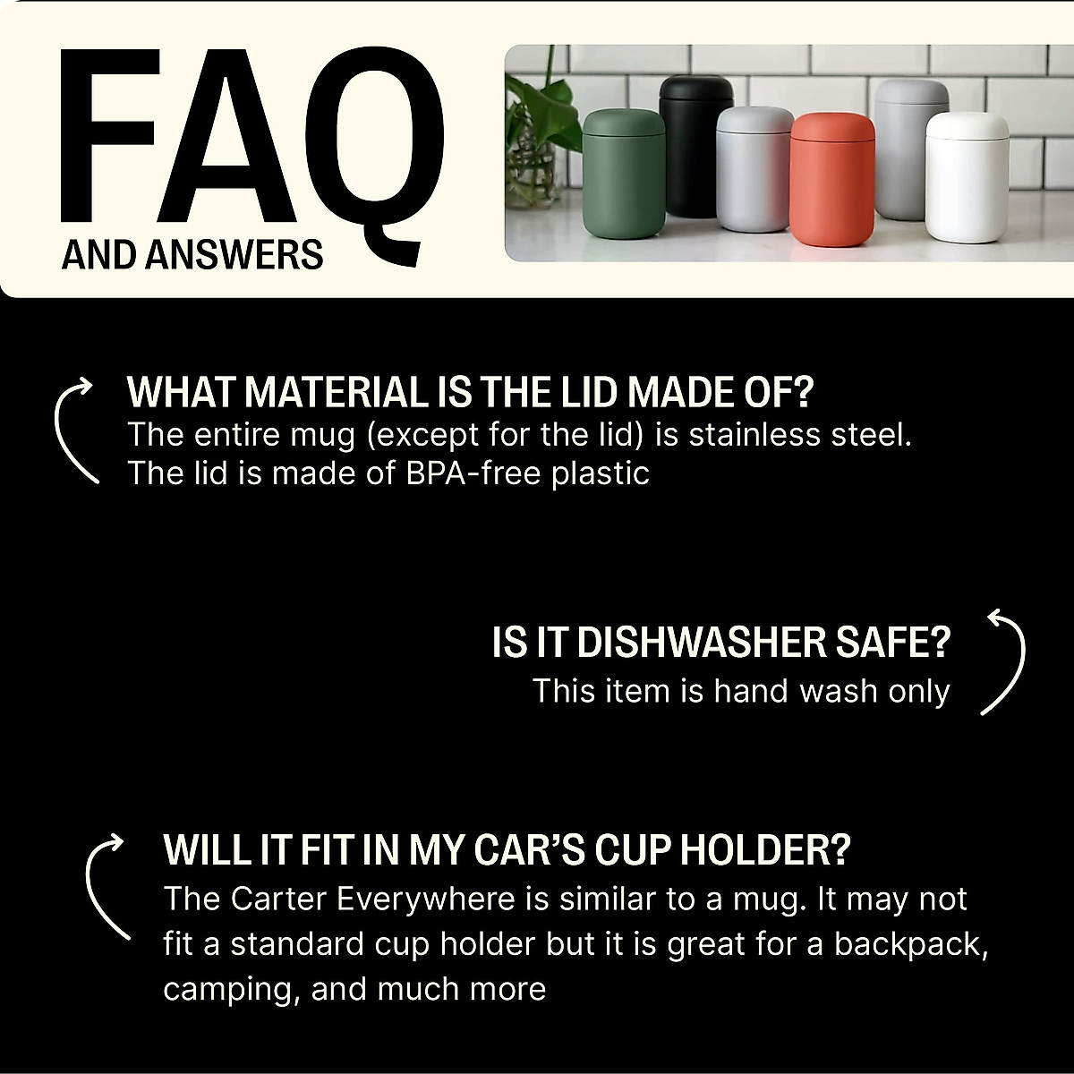 Fellow 12 oz Carter Wide Travel Mug - Wide Mouth Vacuum-Insulated Stainless Steel Coffee Mug - Tea and Coffee Tumbler - Travel Coffee Mug with Ceramic Interior - Matte Grey