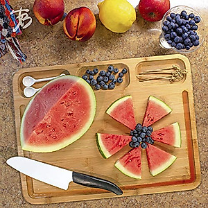 Totally Bamboo 3 Well Kitchen Prep Cutting Board with Juice Groove, 17-1/2" x 13-1/2"