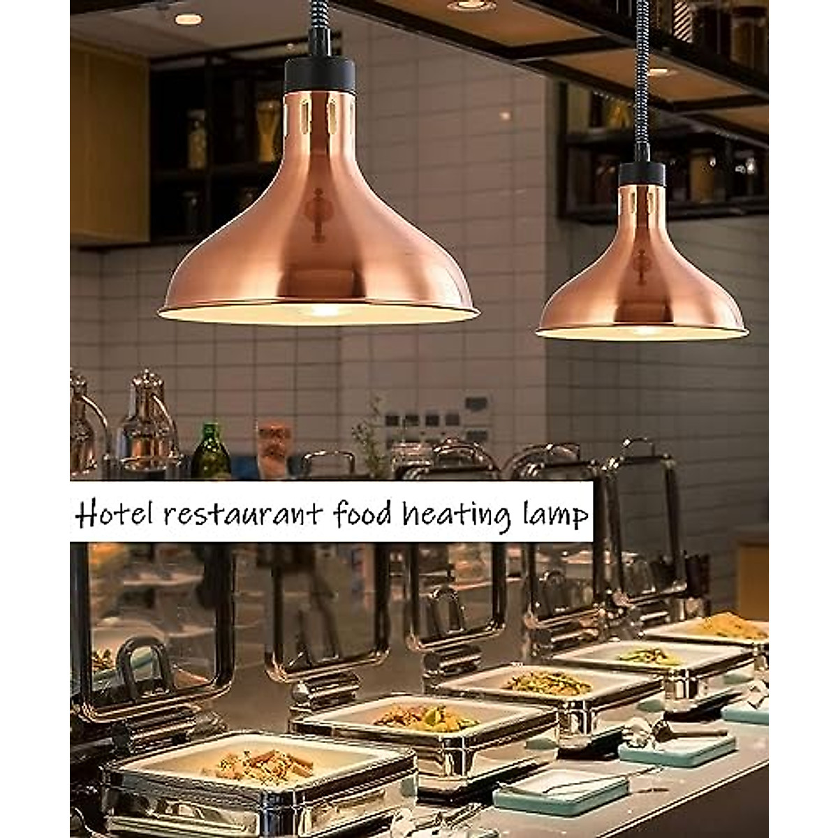 LINKANRUO Food Heating Lamp, Hanging 250w Heating Lamp Warmer for Buffet Food Restaurant Hotel Commercial Catering Equipment, Height Adjustable, Keep Food Warm for a Long, 2pcs Lamps