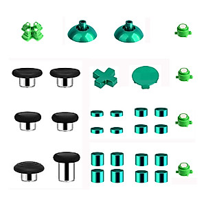 Magnetic Metal Buttons Accessories for PS4 PS5 Controller, Adjustable Height Thumbticks Replacement Parts for PS4 & PS5 controller,Includes Magnetic Base, Joysticks,Actinon Buttons & Dpad(Green)