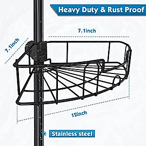 Tension Shower Caddy, Stainless Steel Tension Pole Shower Caddy, Rustproof Inside Shower Organizer, Drill Free Shower Rack, Large Shower Storage Shower Caddy Tension Pole,56-125 Inch
