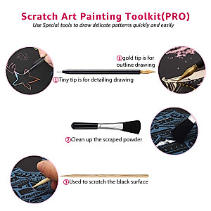 Scratch Paper Art Set, 8 Sheets Rainbow Painting Scratch Off Art Cherry Blossom & Animal Mini Postcard, Art Craft Supplies for Adults Girls & Boys Thanksgiving Christmas Birthday Party Game Gift