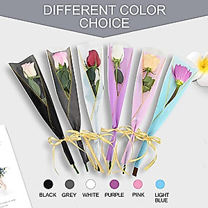 BEISHIDA 100 PCS Single Rose Sleeve Single Flower Wrapping Bags Single Rose Packaging Cellophane Flower Sleeves for Florist Bouquet Supplies Mother's Day Valentine's Day (White and Gold Edge)