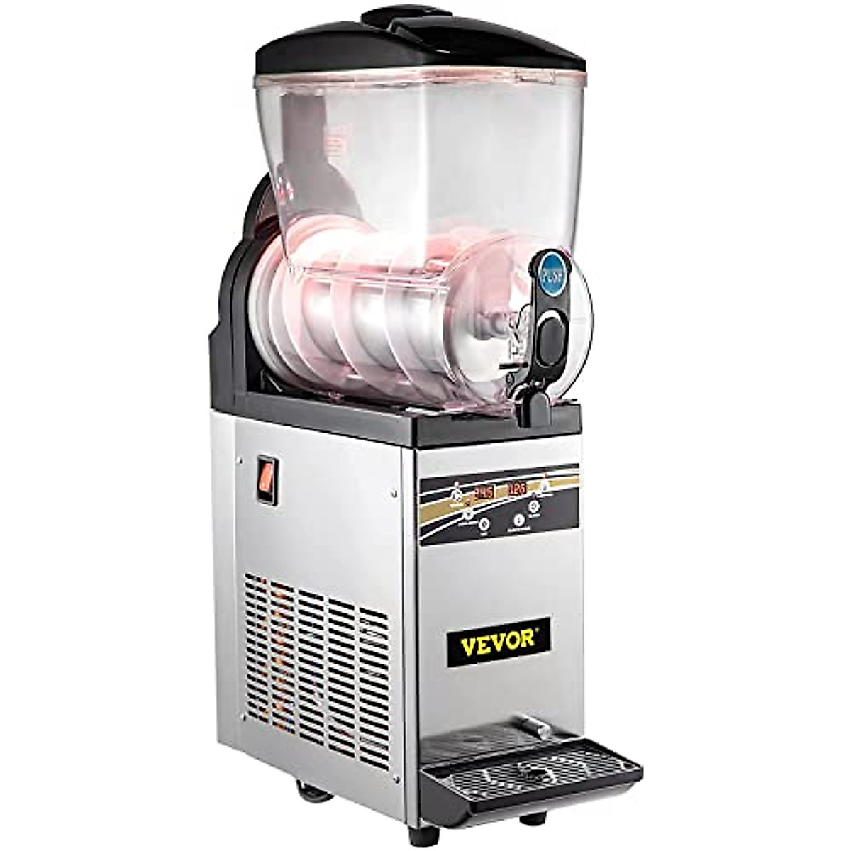 VEVOR Commercial Slushy Machine, 15L Tank Commercial Margarita Machine, 500W Stainless Steel Frozen Drink Machine, Temperature Slush 26.6°F to 28.4°F Margarita Slush Maker, Perfect for Cafes Bars