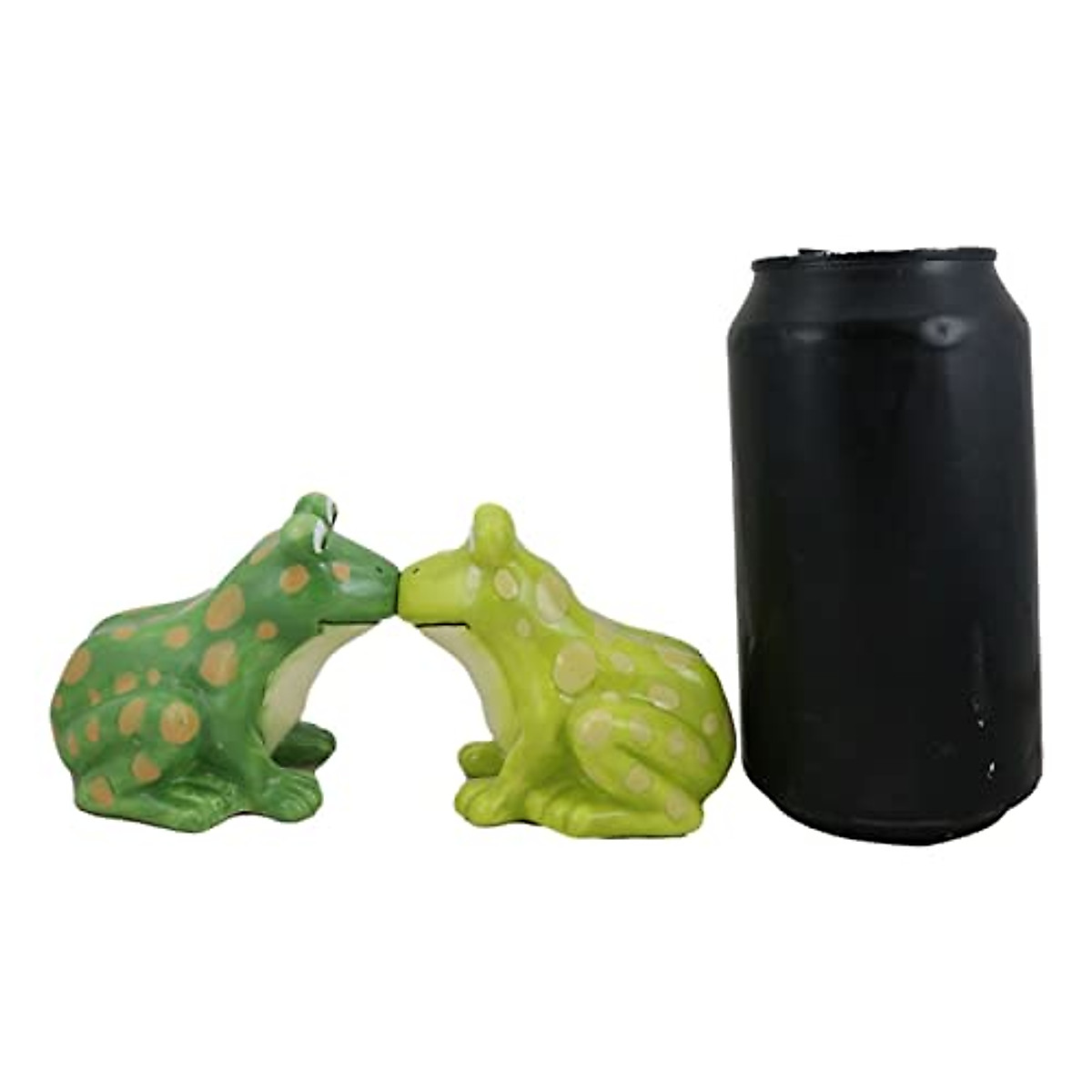 Set Of 1 Green Tree Frogs Toads Kissing Ceramic Salt And Pepper Shakers