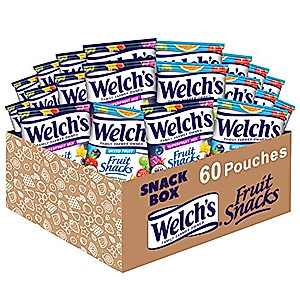 Welch's Fruit Snacks, Mixed Fruit & Superfruit Bulk Variety Pack, Gluten Free, 0.8 oz Individual Single Serve Bags (Pack of 60)