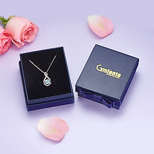 GEMLANTO 925 Sterling Silver Created Aquamarine Necklace March Birthstone Necklaces for Women Birthday Anniversary Jewelry Gifts for Mom Her Women, Adjustable Chain 16+2 inch