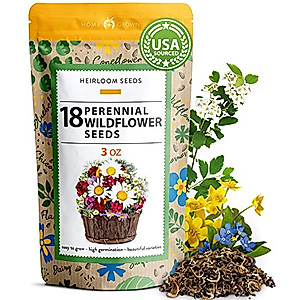 90,000 Wildflower Seeds - 3oz Pure Wild Flower Seed Pack - 18 Variety - Perennial Flower Seeds for Attracting Birds & Butterflies - Open Pollinated, Flower Garden Seeds for Planting Outdoors