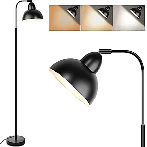 Feathmoo Industrial Floor Lamp with Black Metal Lampshade Floor Lamps for Reading, Minimalist Standing Lamps LED Light with 350° Adjustable Standard Tall Sofa Lamp for Living Room, Bedroom, Office