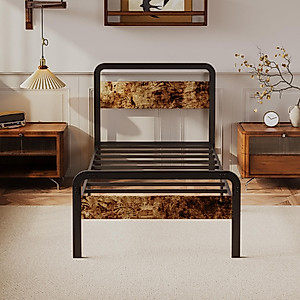 Upcanso 12 Inch Twin XL Bed Frame with Wood Headboard and Footboard, Platform Twin XL Bed Frames No Box Spring Needed with Heavy Duty Slats for Kids, Easy Assembly