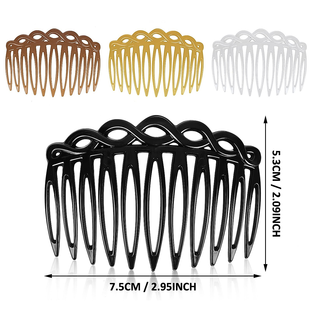 Prasacco 16 Pcs Women Hair Comb Accessories Plastic Twisthair French Hair Side Combs Hair Clips for Bridal Wedding Veil Teeth Hair Combs for Women Girls